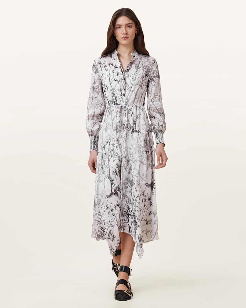 Skylar Long Sleeve Maxi Dress RISE ECRU WHITE | ALLSAINTS